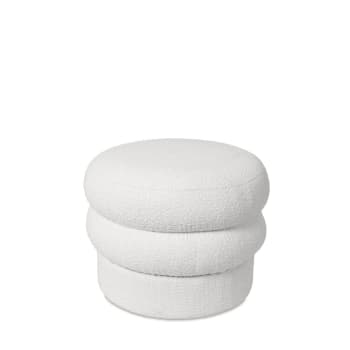 Puf redondo de tela rizada blanco ø38cm - blanco Milford | Maisons du Monde