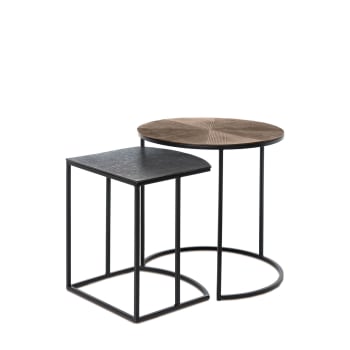 Set di tavolini minimalisti in alluminio nero e dorato Kastor | Maisons ...
