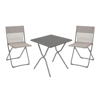 Set balcon table basse 40x40x45cm + 2 chaises beige textilene Java ...