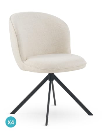 Chaise avec accoudoir pieds bois tissu bouclette Maxine | Maisons du Monde
