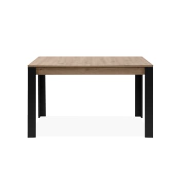 Table à manger extensible effet bois 6/8 personnes, piètement noir Lexi ...