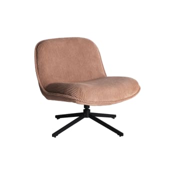Sessel aus massiver Esche und Bouclé-Stoff, braun | Maisons du Monde