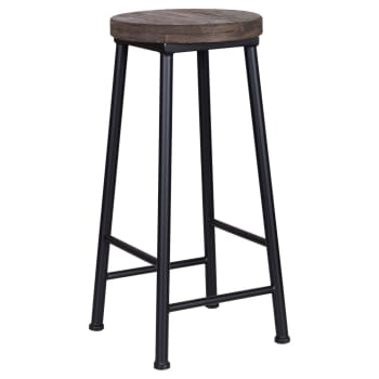 Taburete de bar piel ecológica marrón 75cm | Maisons du Monde