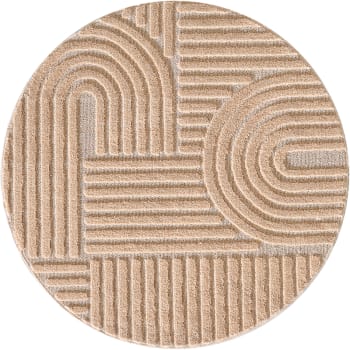 Tapis à reliefs géométriques crème rond - D200 cm Turin | Maisons du Monde