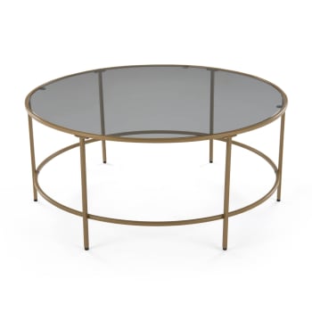 Table basse ronde en verre et métal noir Benny | Maisons du Monde