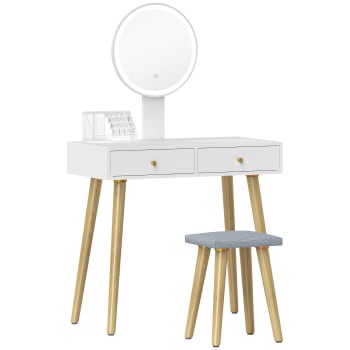 Coiffeuse table de maquillage effet bois blanche 60 x 40 x 17.5 cm ...
