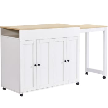 Table fixe effet bois beige, blanc 120x54 h154 cm Areneio | Maisons du ...