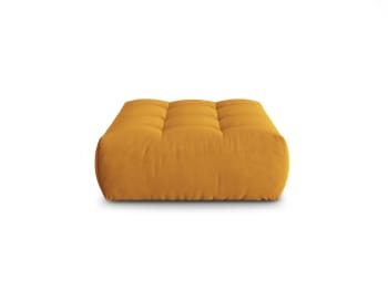 Pouf en velours jaune et métal doré Hannah | Maisons du Monde