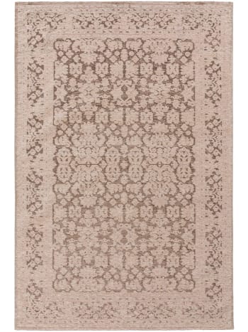 Tappeto vintage boho a pelo corto e frange grigio blu beige 290x200 ...