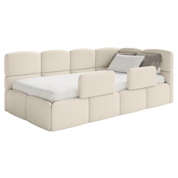 Lit en velours beige 100x200 Tokio | Maisons du Monde