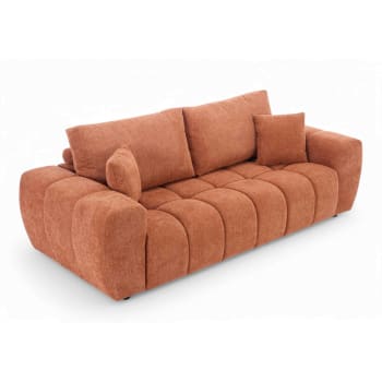 Canapé 4 places en velours gaufré terracotta Cocoon | Maisons du Monde