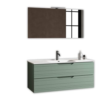 Meuble de salle de bain 4 pièces en MDF vert sauge Venere | Maisons du ...