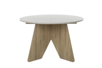 Table ronde en chêne 4 couverts blanche Haussmann | Maisons du Monde