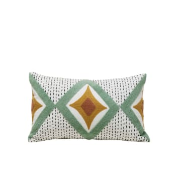 Coussin texturé à rayures coton bleu foncé 50x32 cm | Maisons du Monde