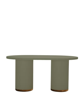Mesa comedor jardin 205x105 de madera y ceramica verde claro Bisbal ...