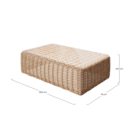 Couchtisch aus recyceltem Geflecht, braun und grau L119cm Cerrado ...