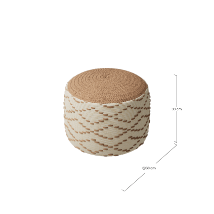 Pouf tressé imprimé géométrique beige et marron Aniatti | Maisons du Monde