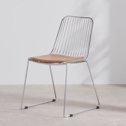 Chaise en acier chromé et coussin marron effet cuir vieilli Huppy ...