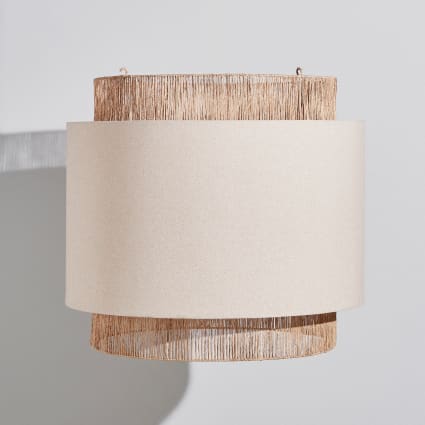 Niet-geëlektrificeerde hanglamp in crèmekleurig jute en linnen Cundelee ...