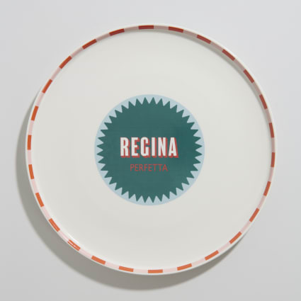 Piatto per pizza in ceramica bianca, blu e arancione Giorgia | Maisons ...