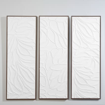 Trittico di quadri con motivo in rilievo bianco 96x90 cm Barona ...