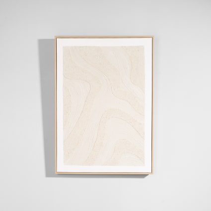Cuadro abstracto beige y blanco con efecto arena 50x70 cm Arlette ...