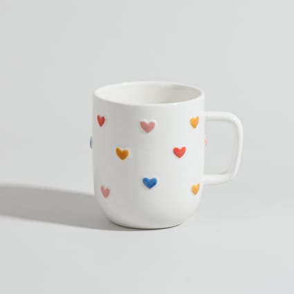 Taza de cerámica blanca con corazones Ysee | Maisons du Monde