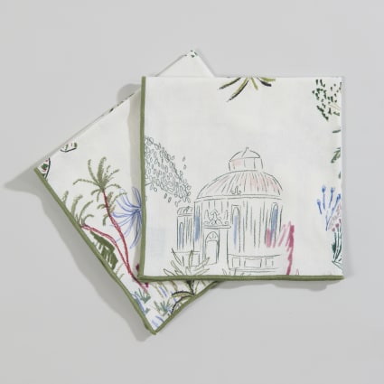 Guardanapos de algodão bordados e estampados em tom cru com padrão ...