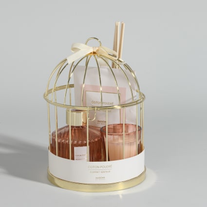 Glasdiffusor (50 ml), Duftsäckchen und Duftkerze mit Baumwollpuder ...