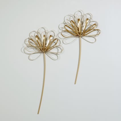 Wanddekorationen aus vergoldetem Stahl mit Blumenmotiven (x2) Giverny ...