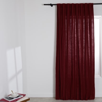 Cortina de algodão grosso cor bordô com presilhas ocultas, vendida ...