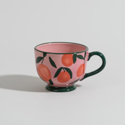 Tazza in ceramica rosa, rossa e verde con fantasia di frutta Dolce Vita ...