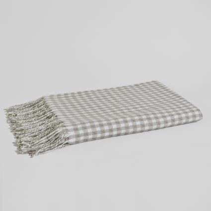 Plaid motif vichy vert et blanc à franges, 130x170 cm Evie | Maisons du ...