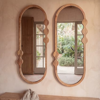 Grand miroir ovale en bois de manguier, 70x160 cm Nemesio | Maisons du ...