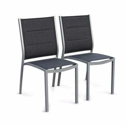 Set 2 sedie da giardino moderne in alluminio e textilene, grigio ...