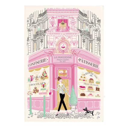Torchon Imprimé Façade patisserie en coton ecru 48 x 72 cm Gastronomie ...