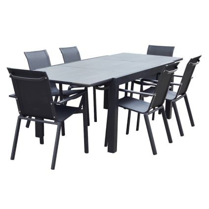 Set da giardino in alluminio nero e textilene grigio 6/10 pers Hpl star ...