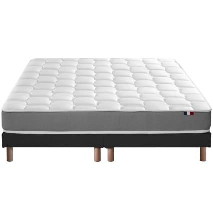 Ensemble matelas mémoire de forme mousse hr sommier noir 90x190 ...