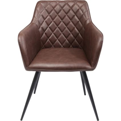 Chaise avec accoudoirs matelassée marron et acier SAN REMO | Maisons du ...