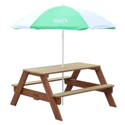 Mesa de picnic infantil con sombrilla, madera, marrón Nick | Maisons du ...