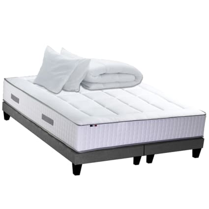 Pack matelas ressorts 7 zones sommier couette oreillers 2x90x200 ...