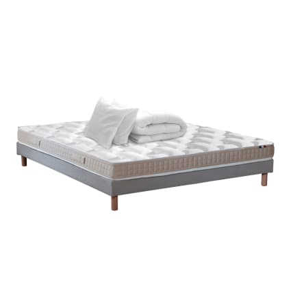 Matelas latex 5 zones sommier couette oreillers gris 140x190 | Maisons ...