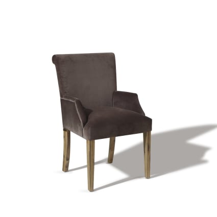 Silla de mesa de madera y terciopelo Gris Rhino Alix | Maisons du Monde