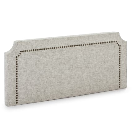 Testiera rivestita in tela 160x60 cm grigio, bottoni color marrone ...