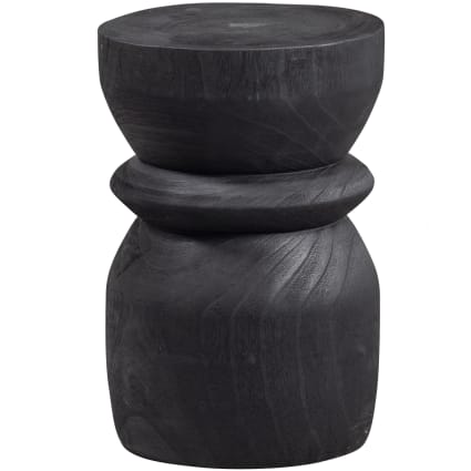Tabouret rond en paulownia bois noir Bikkel | Maisons du Monde
