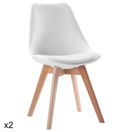 Set di 2 sedie in stile scandinavo in legno bianco e faggio Nora ...
