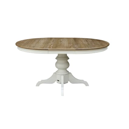 Table ronde en chêne 1 rallonge 4/6 couverts blanc Ariane | Maisons du ...