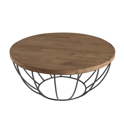 Table basse coque en teck recycl‚ m‚tal noir l80 Alida | Maisons du Monde