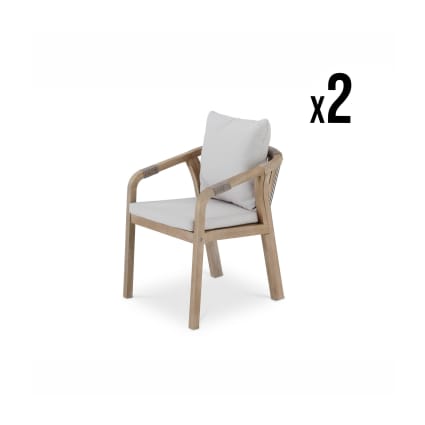 Pack de 2 sillas jardín de madera de acacia y cuerda Siena | Maisons du ...