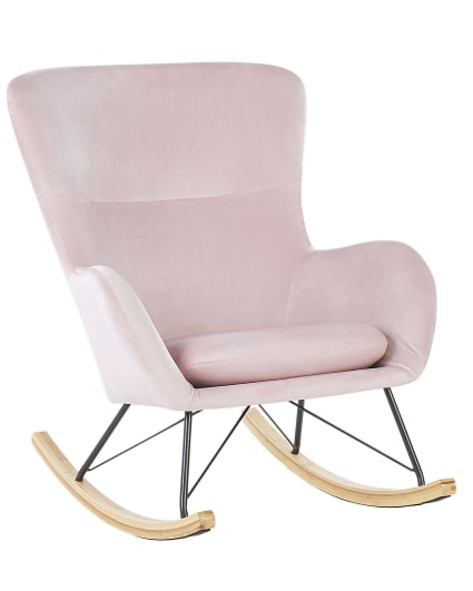 Fauteuil à bascule velours rose Ellan | Maisons du Monde